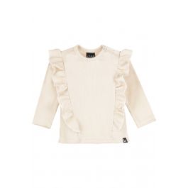 Vertical ruffle longsleeve rib sand